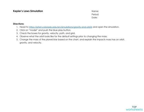 PHET Simulation Activity. Interactive worksheet | TopWorksheets
