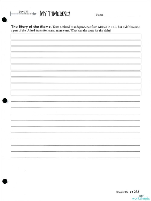 Chapter 25: Pg 233-234 My Timeline!. Interactive worksheet | TopWorksheets