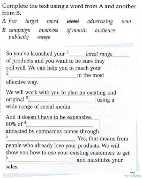 Advertising (vocabualry). Interactive worksheet | TopWorksheets
