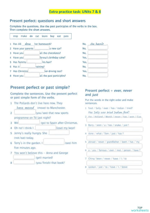 Extra practice PA2. Interactive worksheet | TopWorksheets