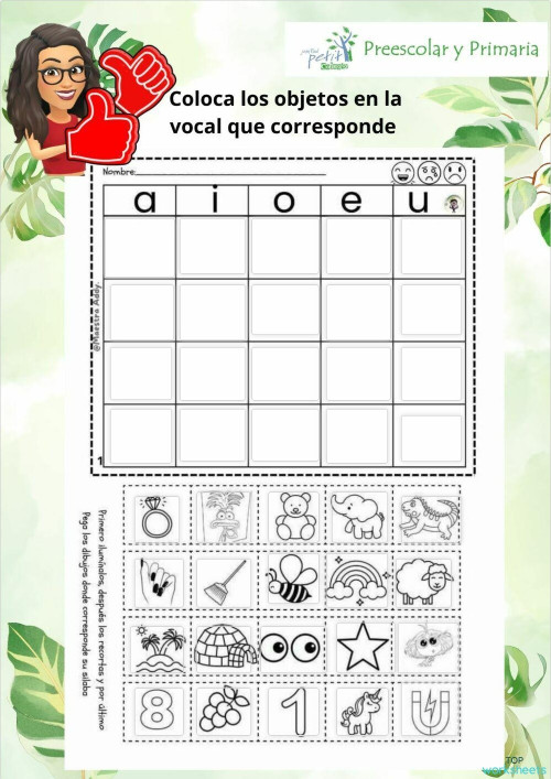 Vocales: fichas interactivas y ejercicios online | TopWorksheets