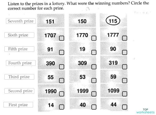 Learn to listen numbers. Interactive worksheet | TopWorksheets
