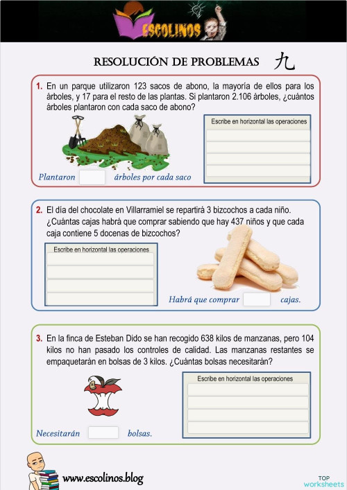Problemas de números decimales. Ficha interactiva | TopWorksheets
