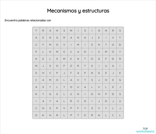 Mecanismos y estructuras. Ficha interactiva | TopWorksheets