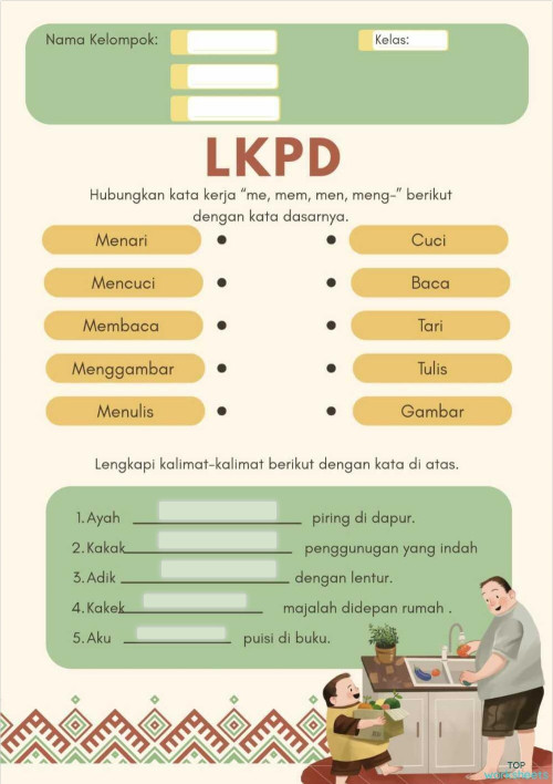 LKPD pengenalan kata dasar dan imbuhan me. Lembar kerja interaktif ...