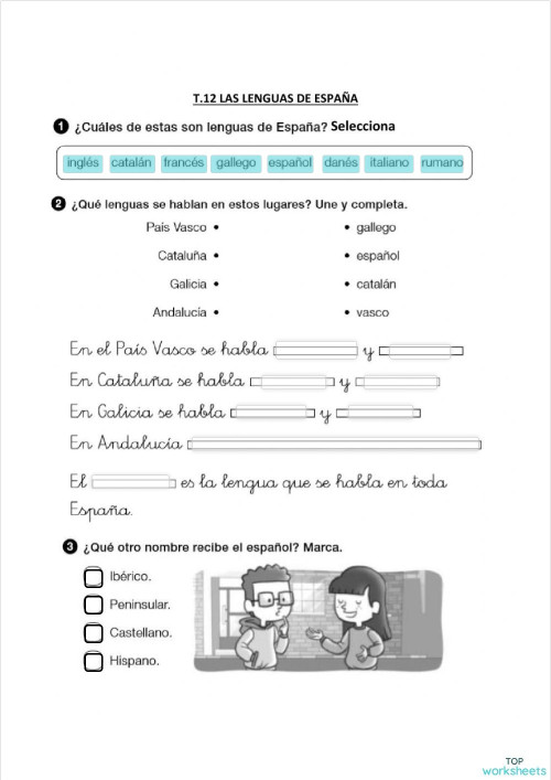 Gentilicios Espña 01. Ficha interactiva | TopWorksheets