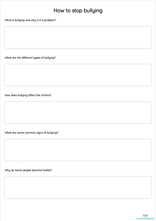 How to stop bullying. Interactive worksheet | TopWorksheets