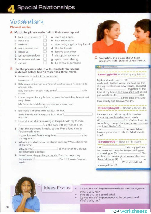 Close Up B1 Unit 4 Phrasal verbs. Interactive worksheet | TopWorksheets