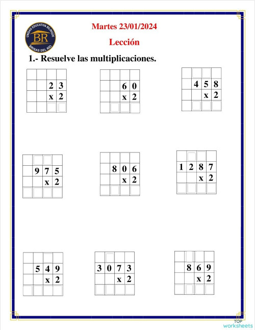 Lección - multiplicaciones con la tabla del 2. Ficha interactiva ...