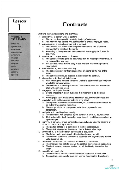 600 Essential Words for Toeic Lesson 1 - Vocab. Interactive worksheet ...