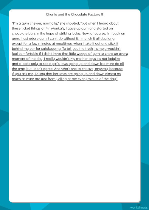 Charlie and the Chocolate Factory 8. Interactive worksheet | TopWorksheets