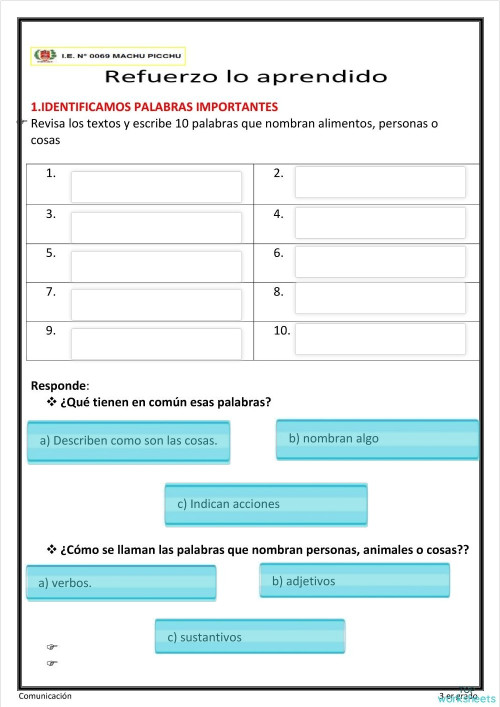 Sustantivos comunes y propios. Ficha interactiva | TopWorksheets