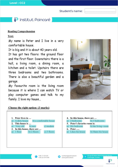 English Test CC2. Interactive worksheet | TopWorksheets