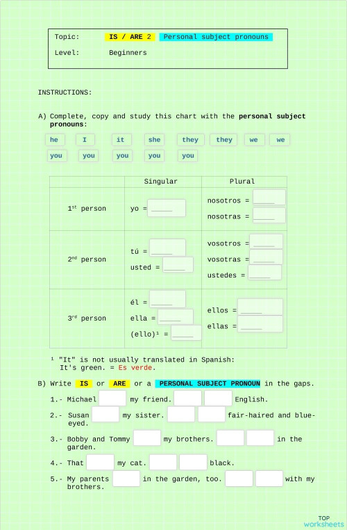 Basic - 1 - 4 - 1ISARE2.GAP. Interactive worksheet | TopWorksheets