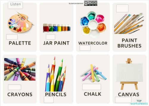 Art Supplies Flashcards Listening. Interactive worksheet | TopWorksheets