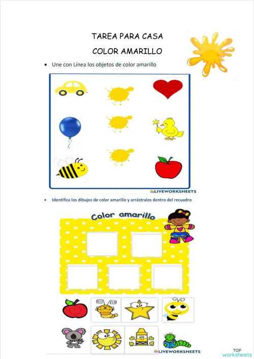 COLOR AMARILLO. Ficha interactiva | TopWorksheets