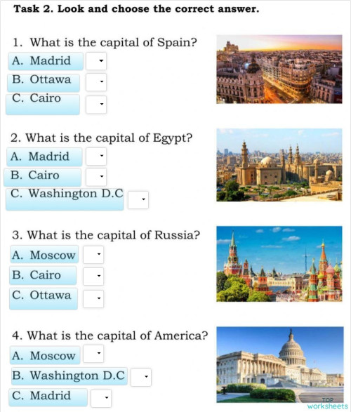 4th grade They`re from Autralia 4 level (test). Interactive worksheet ...