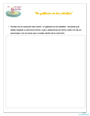 RE-NARRACIÓN GALLINERO EN LAS ESTRELLAS. Ficha interactiva | TopWorksheets