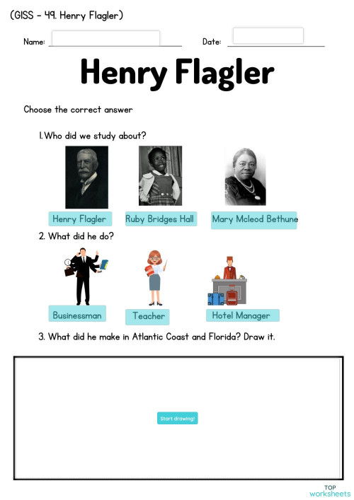 G1SS - 49. Henry Flagler. Interactive worksheet | TopWorksheets