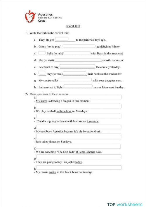 Repaso de Inglés. Interactive worksheet | TopWorksheets