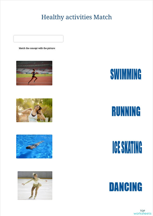 Healthy activities Match. Interactive worksheet | TopWorksheets
