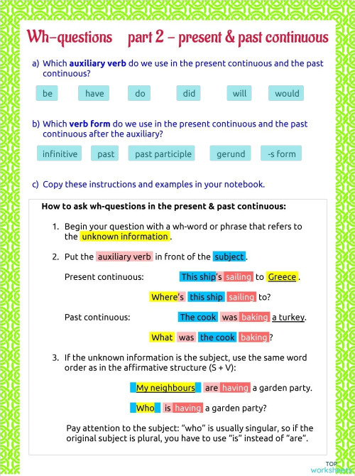 Wh-questions - part 2. Interactive worksheet | TopWorksheets