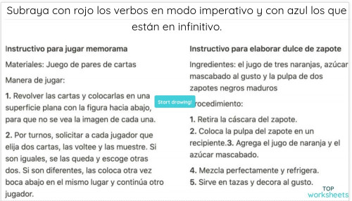 Verbos en infinitivo. Ficha interactiva | TopWorksheets