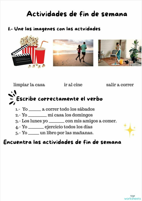 Actividades de fin de semana. Ficha interactiva | TopWorksheets