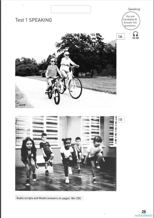 B1 Cambridge speaking. Interactive worksheet | TopWorksheets