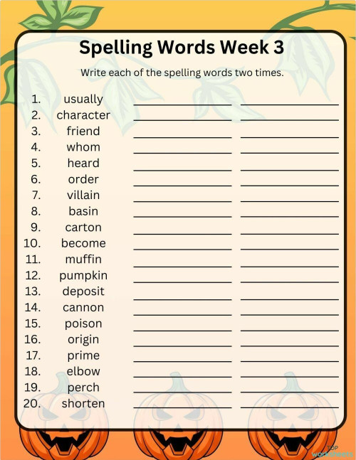 Spelling Words 3.1. Interactive worksheet | TopWorksheets