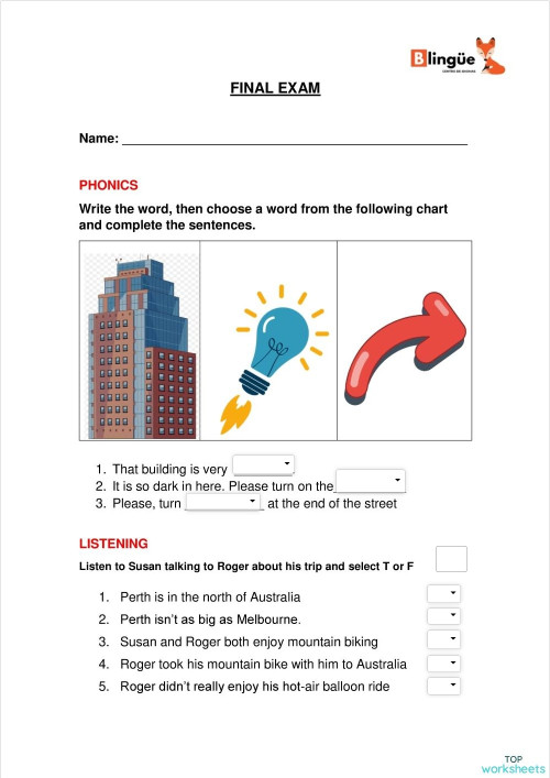 final exam -FLYERS 14 (SJ6 - 6). Interactive worksheet | TopWorksheets