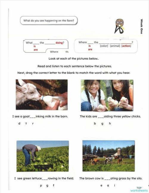 Kindergarten Virtual Field Trip Week 1 Lesson 4. Interactive worksheet ...