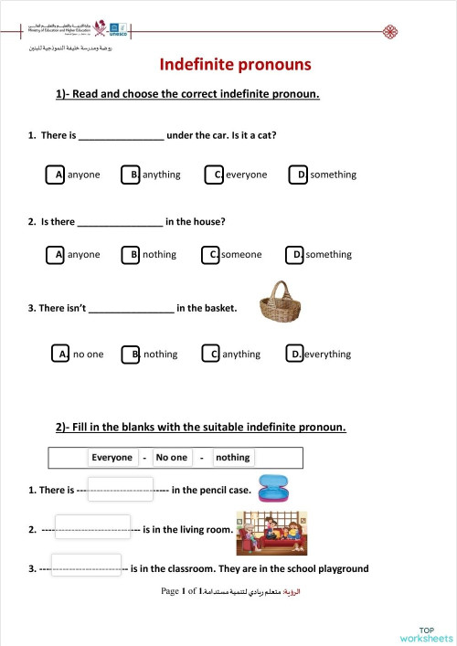 Let's talk Indefinite pronouns worksheet. Interactive worksheet ...