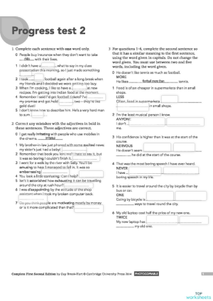 Test 2 - Complete FCE. Interactive worksheet | TopWorksheets