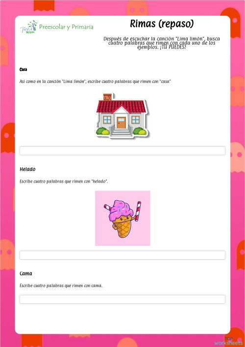 Rimas (repaso). Ficha interactiva | TopWorksheets