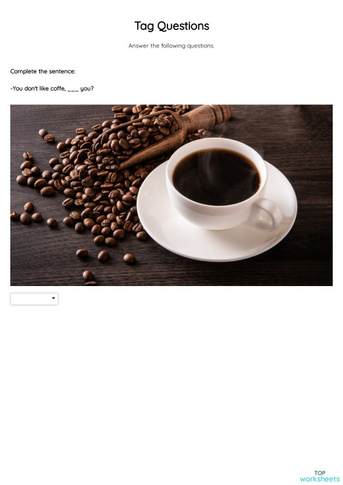 Tag Questions. Interactive worksheet | TopWorksheets