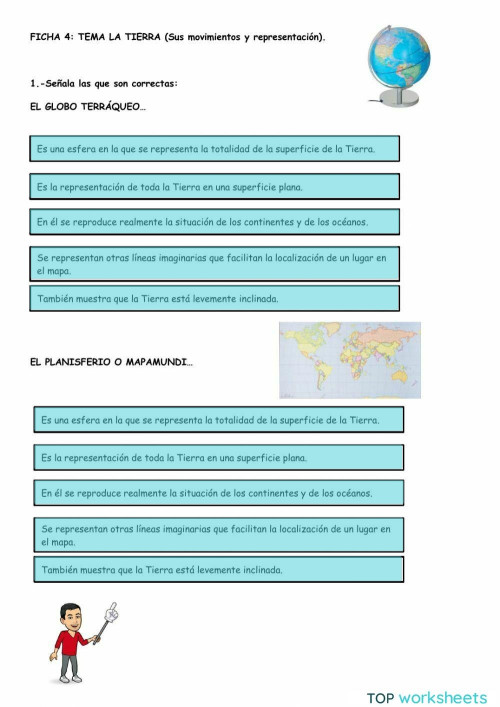 Ficha 4: La Tierra. Ficha interactiva | TopWorksheets