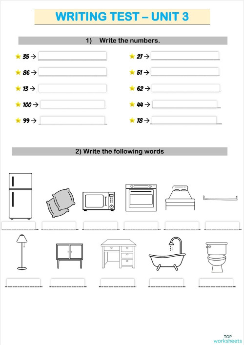 Unit 3 - WRITING. Interactive worksheet | TopWorksheets