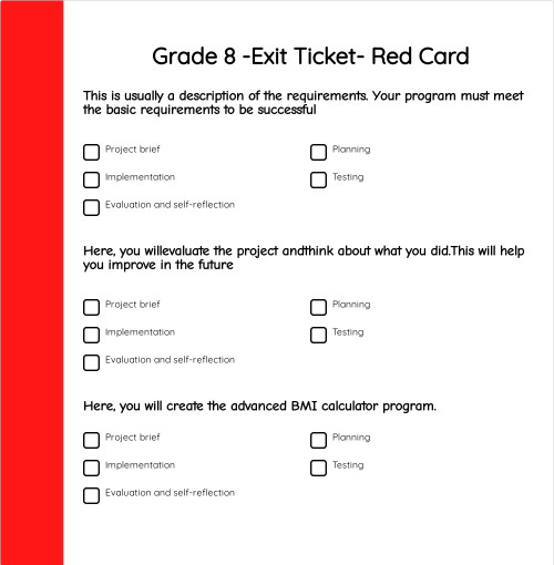 Grade 8 -Exit Ticket- Red Card. Interactive worksheet | TopWorksheets