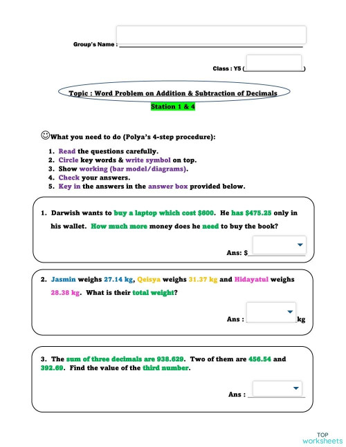 Multiply / Divide decimals by 10, 100, 1000. Interactive worksheet ...