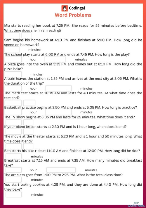 M_G05M15L43_WC02_Solving_Time_Word_Problems_2. Interactive worksheet | TopWorksheets