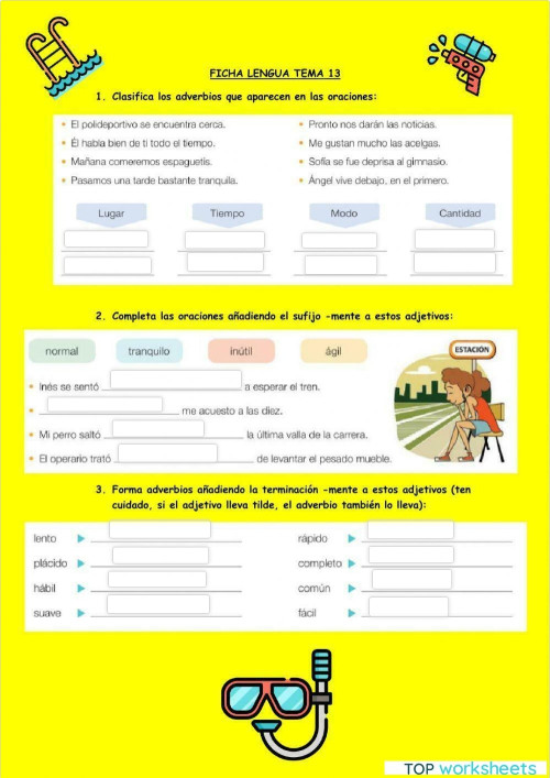 Adverbios y gentilicios. Ficha interactiva | TopWorksheets