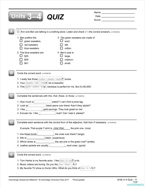 Units 3 4 4 Interactive Worksheet Topworksheets