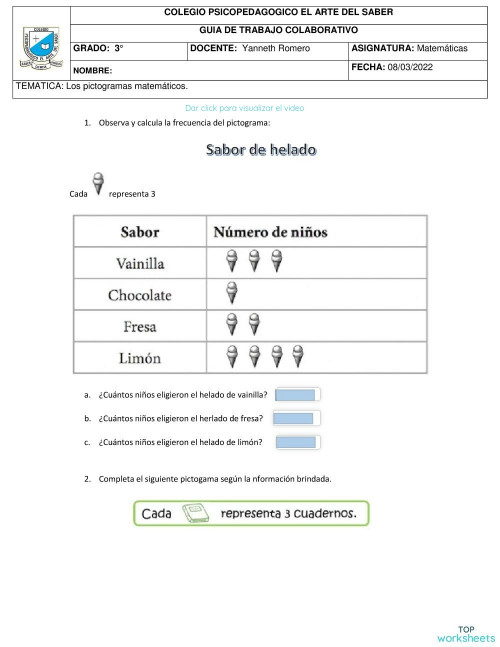 Pictogramas Matemáticos. Ficha interactiva | TopWorksheets