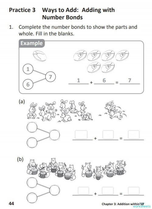 Ways to Add: Adding with Number Bonds. Interactive worksheet | TopWorksheets