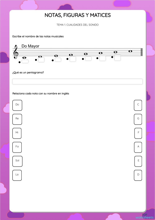 NOTAS, FIGURAS Y MATICES. Ficha interactiva | TopWorksheets