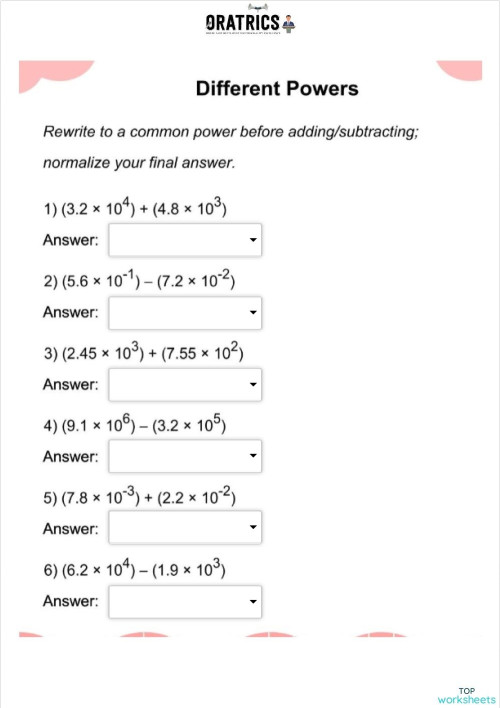 Squares and Cubes 98. Interactive worksheet | TopWorksheets