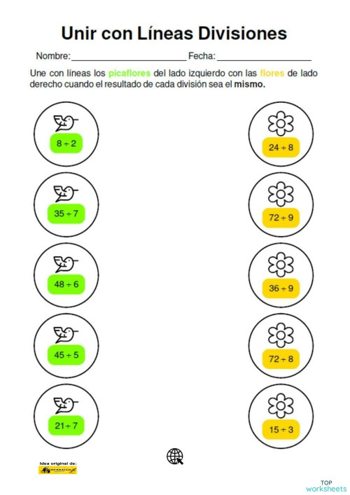 División: fichas interactivas y ejercicios online | TopWorksheets