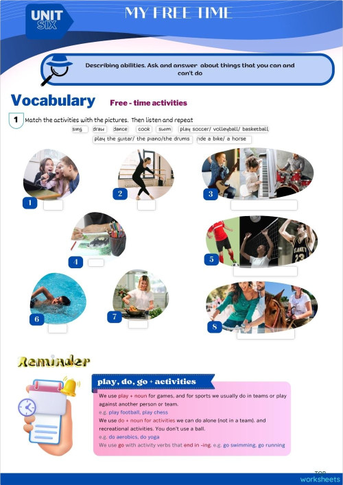 6.0 My free time. Interactive worksheet | TopWorksheets