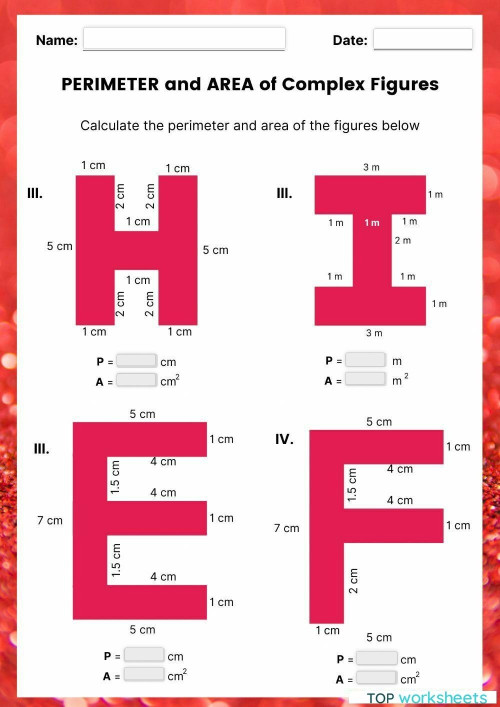 Perimeter and Area of Complex Figures. Interactive worksheet ...